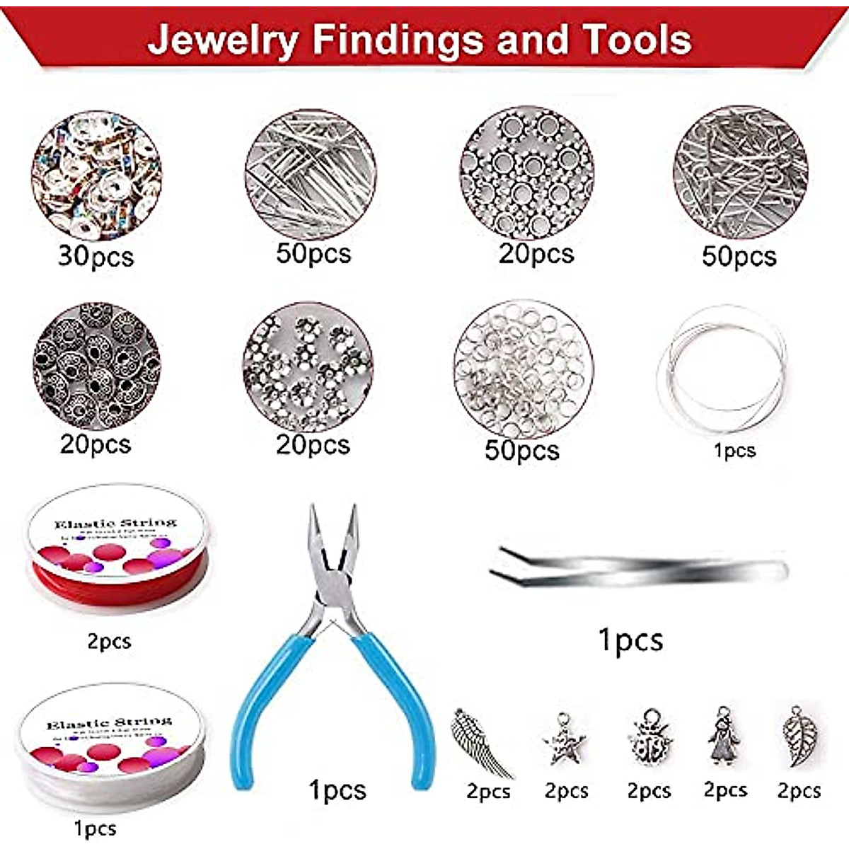 Yholin Crystals Beads for Jewelry Making Supplies Kit, Gemstone Crystal Stone Chip Beads with Spacer Stone Beads Pliers Jump Rings Elastic String for DIY Necklace Bracelet Earring Jewelry Making