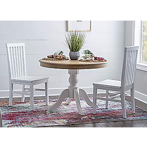 Linon Natural and White 2 Tone Pedestal Dining Harris Table