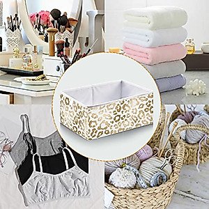 Golden Leopard Texture Storage Basket Storage Bin Rectangular Collapsible Toy Boxs Decorative Storage Boxes Organizer for Home Laundry Room