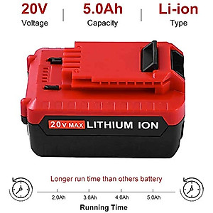 20V MAX 5.0Ah Lithium Replacement Battery Compatible with Porter Cable 20V Battery PCC680L PCC682L PCC685L Cordless Tools