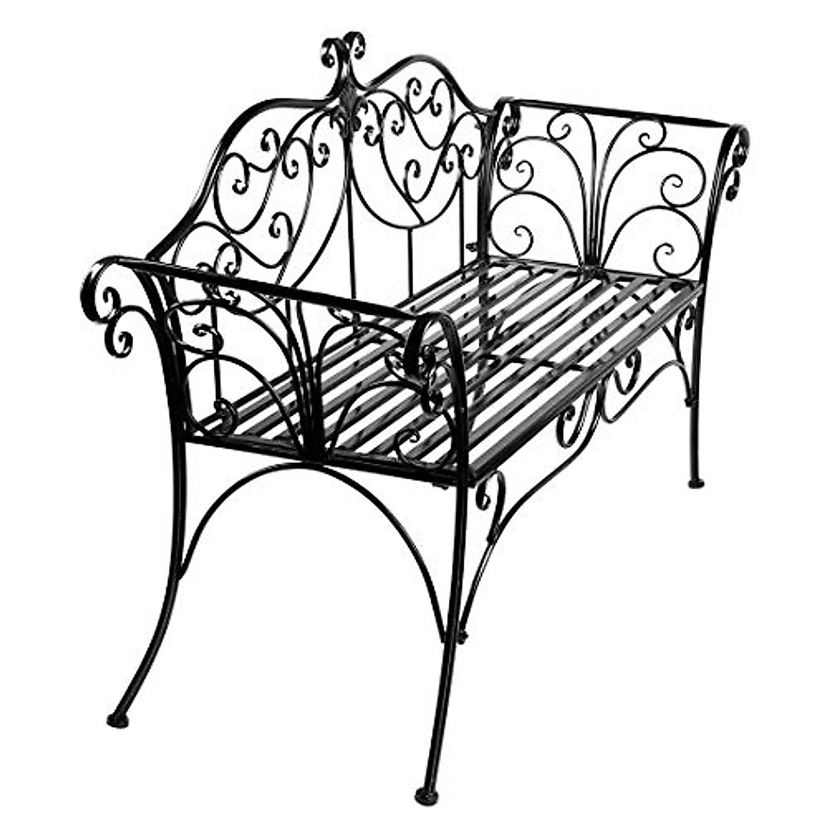 HLC Black Outdoor Bench Patent Design Romance Two Seat Bench for Garden Park