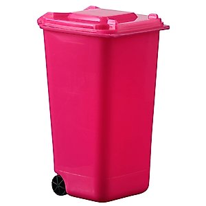 Plastic Toy Garbage Cans Playset (6 Pack) Used for Pencil Holder, Desktop Organizer, Fun Playing, Novelty and Party Favors Red 6 x 3 X 6 (Pink)