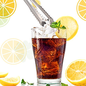 10 Pieces Ice Tongs Stainless Steel Tongs Sugar Ice Food Tongs Sawtooth Food Serving Kitchen Tongs for Serving Restaurant Hotel Ice Bucket, 7.5 Inch