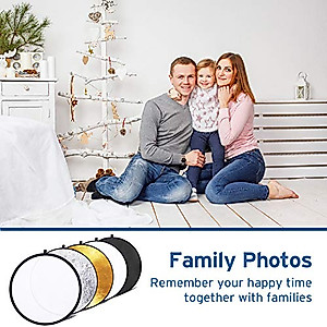 Etekcity 24" (60cm) 5-in-1 Photography Reflector Light Reflectors for Photography Multi-Disc Photo Reflector Collapsible with Bag - Translucent, Silver, Gold, White and Black