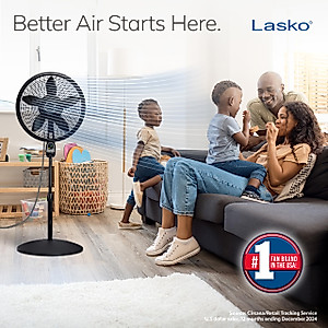 Lasko 1843 18″ Remote Control Cyclone Pedestal Fan with Built-in Timer, Black Features Oscillating Movement and Adjustable Height