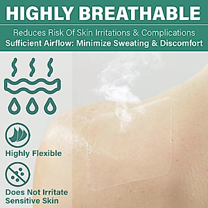 Everlit Care Transparent Film Dressing, Large Waterproof Adhesive Patch | Window Frame Wound Cover for Post Surgical Shower, IV Shield, Tattoo Aftercare Bandage (6" x 8" | 10 Pack)