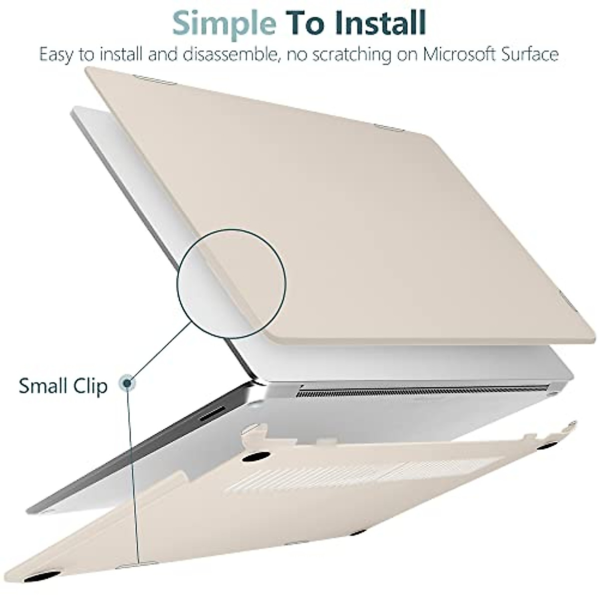 DONGKE Case ONLY Compatible with 13.5" Microsoft Surface Laptop 5/4 / 3 Laptop with Alcantara Keyboard Model: 1950/1958, Plastic Hard Shell Case with Keyboard Cover & Screen Protector, Cream Stone
