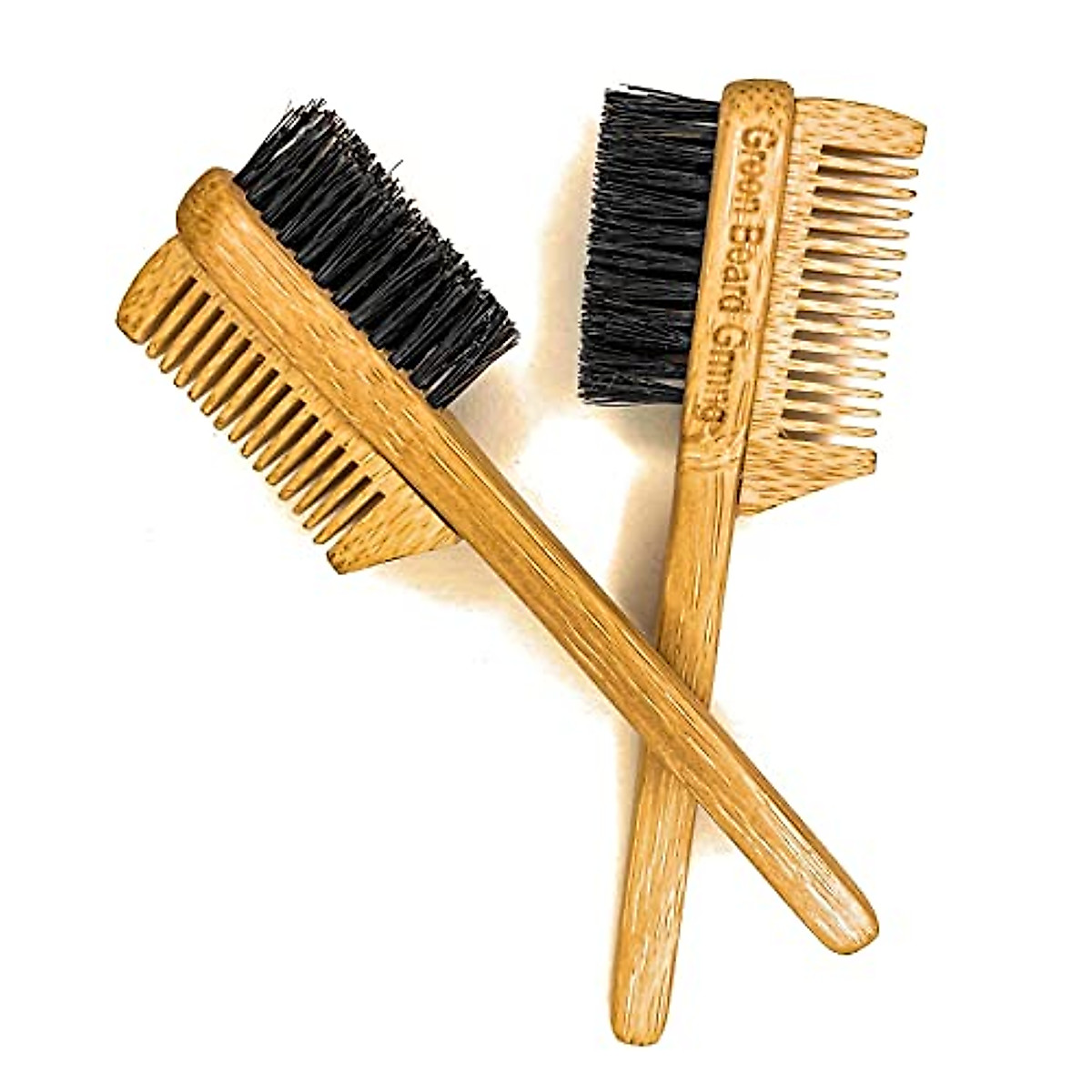 Pocket Sapling Mustache Brush & Comb (2-Pack) from Green Beard Grmng - Boar Bristle & Bamboo