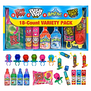 Bazooka Candy Brands Easter Candy Box - 18 Count Lollipops W/ Assorted Flavors From Ring Pop, Push Pop, Baby Bottle Pop & Juicy Drop - Easter Candy Gift Box for Easter Parties & Easter Egg Hunts