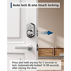 Fingerprint Door Lock - TEEHO TE002 Keyless Entry Door Lock with Keypad - Electronic Deadbolt Keyed Entry - Front Door Lock Sets - Combination Door Lock - Easy Installation - Satin Nickel