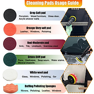 30Pcs Drill Brush Attachment Set,Drill Scrubber Brush Kit Include Scrub Pads, Sponge, Extend Attachment, Drill Cleaning Brush Attachment Set for Bathroom, Tub, Tile, Corner, Floor, Grout, Boat