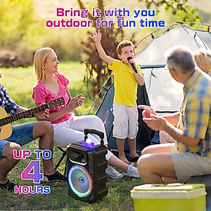 Portable Karaoke Machine for Adults and Kids with 2 Wireless Microphones New 10" Subwoofer PA Machines Bluetooth 5.0 Karaoke Speaker System with DJ Light for Outdoor Party