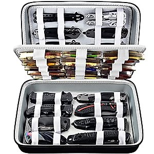 Knife Display Case for Pocket Knifes, Knives Displaying Storage Box and Carrying Organizer Holds up to 44+ Folding Knife for Survival, Tactical, Outdoor, For EDC Mini Knife (knife case standard)