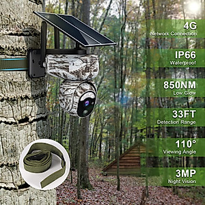 Vyze-Link 4G LTE Cellular Trail Camera, Outdoor Wireless Solar Game Cameras with Sim Card, Colorful Night Vision, Motion Activated, IP66, 360° Rotation, 2-Way Audio, No WiFi Needed, TF Card Included