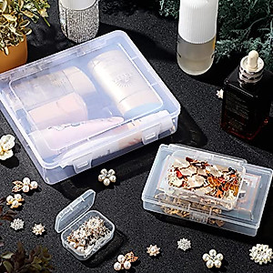 Leelosp 28 Pieces Mixed Sizes Small Storage Containers Rectangular Plastic Organizer Box Clear Bins Lids Empty Crayon Boxes Case Hinged for Item Organizing