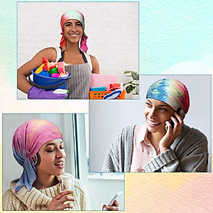 Geyoga 6 Pcs Chemo Headwear for Women Turban Beanie Caps Cancer Head Scarves Hair Loss Beanie Headwear for Yoga Running (Stylish Color,Retro Style)