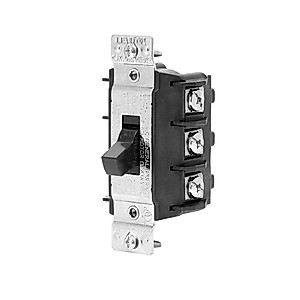 Leviton MS303-DSS 30 Amp, 600 Volt, Three-Pole, 3 Phase AC Motor Starter, Suitable as Motor Disconnect, Short Toggle, Industrial Grade, Non-Grounding, Black