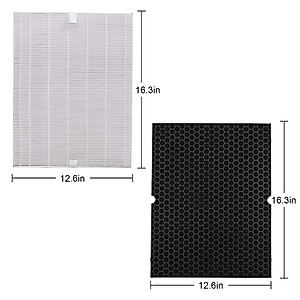 Flintar 116130 True HEPA Replacement Filter H, Compatible with Winix 5500-2 Air Purifier, Premium H13 Grade True HEPA and Washable Advanced Carbon Filter, Part # 116130, H Filter, 2-Pack