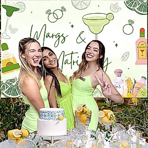 Wonmelody Margs and Matrimony Bachelorette Decorations Backdrop Margarita Backdrop Banner Cinco De Mayo Mexican Fiesta Banner Bridal Shower Party Supplies for Cactus Engagement Wedding Carnival