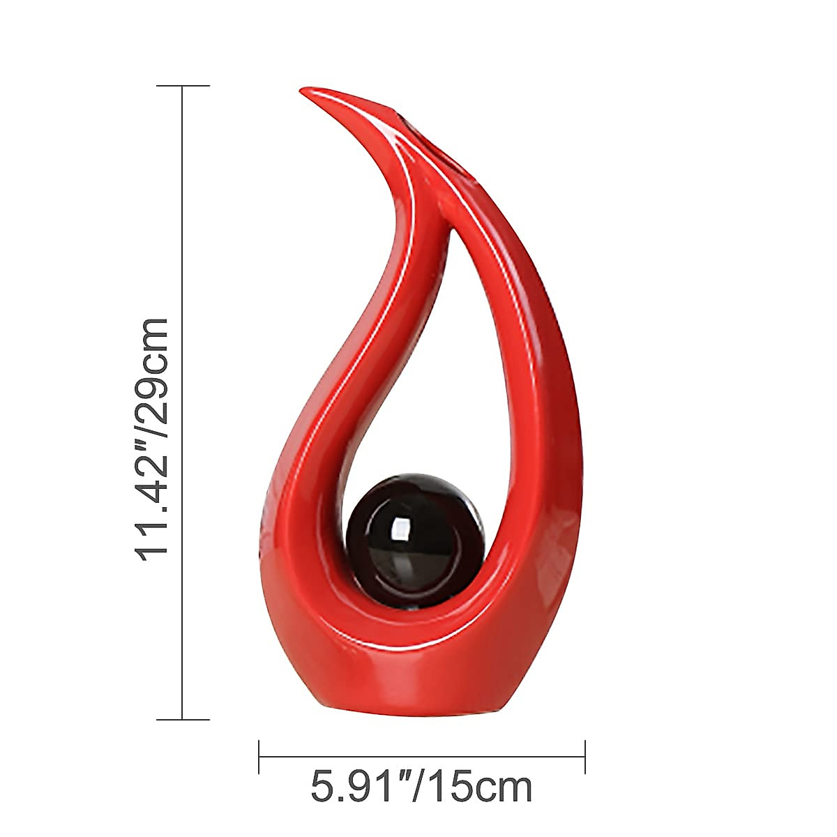 Cozylkx 11 x 6 Inch Modern Abstract Sculpture Statue, Office Home Decor Ornament Ceramic Figures, Red