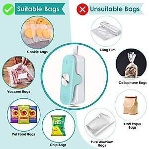 FEPPO Bag Sealer, Mini Bag Sealer with Cutter 2 in 1 Heat Sealers, Portable Food Sealer Mini Sealing Machine Kitchen Gadget For Chip Bags Plastic Bags Food Storage (Battery Included)