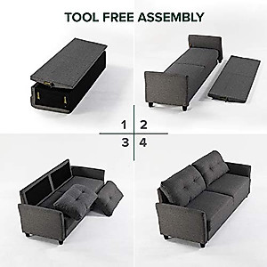 ZINUS Ricardo Sofa Couch / Tufted Cushions / Easy, Tool-Free Assembly, Dark Grey