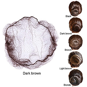 50 Pcs Hair Net 20 Inch Invisible Elastic Mesh Wig Hairnet for Bun Hair Making Food Service Workes (Bulk Packing,Dark Brown)