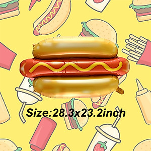 6PCS Hot Dog Balloon Food Themed Balloons, Hot Dog Decorations Balloons for Birthday, Baby Shower, Carnival, Fast Food Snacks BBQ Party Decorations