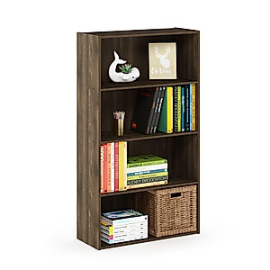 Furinno Pasir 4-Tier Open Shelf, Columbia Walnut