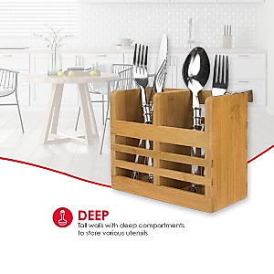 Home Basics CH44543 Bamboo Utensil Holder, Natural