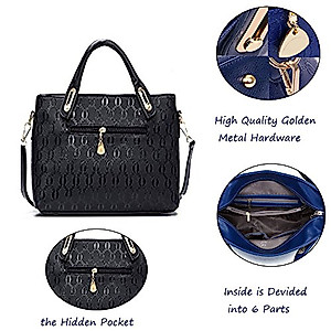 Women Printing 4Pcs Top Handle Satchel Hobo Handbag Set Middle Tote +Purse +Shoulder Bag+Card Holder Yellow