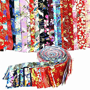 pizarra 40 PCS Jelly Cotton Fabric Quilting Strips DIY Sewing Craft Fabric Bundle Patchwork Supplies 6.5X50cm