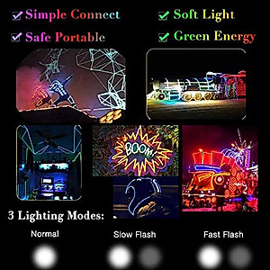 MaxLax EL Wire Portable Set, 9ft Cuttable Battery Pack Neon Glowing Electroluminescent Wire Light kit(Green, Blue, Red, White, Pink) for Halloween Decorations DIY