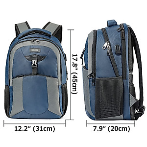 Travel Laptop Backpack for Men, College Backpacks,Water Resistant Back Pack with USB Charging Port, Business Anti Theft Durable Computer Bag Gifts Fits 15.6 IN Laptops, Black