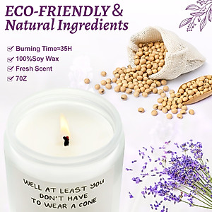 Newtay 2 Pcs Funny Get Well Gift for Women Men Post Surgery Recovery Gift Include Hand Call Bell and Lavender Scented Candle Cheer Up Gift for Women Men Friend(Cute Dog, White)