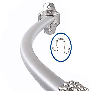 TENOVEL 2-Piece Bathroom Shower Sets: Stainless Steel 50”-72” Adjustable Curved Shower Rod, Double Glide Shower Curtain Hooks/Rings-Brushed Nickel