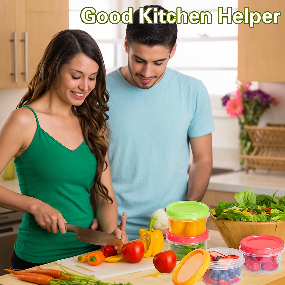 ZILAMGOO 12-pack 8oz/250ml Reusable Small Freezer Containers with screw lid leakproof, Airtight, Stackable