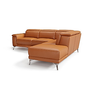 Valencia Pista Geniune Leather Reclining Sectional Sofa with Right Hand Chaise -| Power Recliner Chair, Nappa 11000 Leather | L Shaped Couch for Living Room Furniture, Cloudy Grey