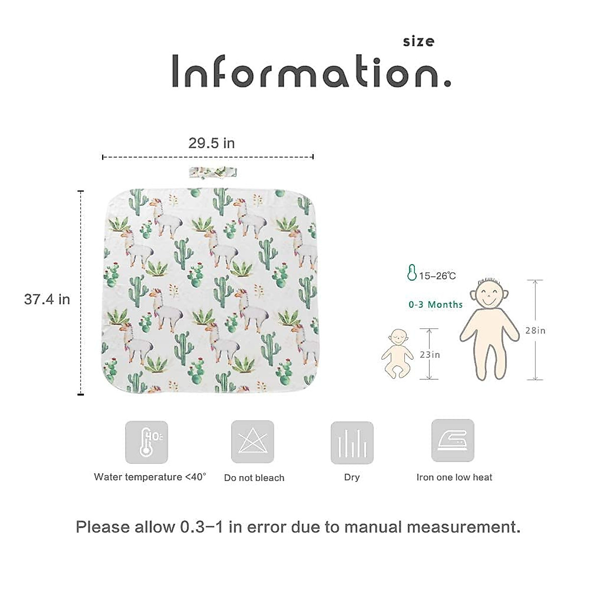 PROBABY Newborn Swaddle Blanket Baby Receiving Blankets Cactus & Llama Print Swaddle Sack Wrap Unisex Newborn Clothes for Baby Boy Girl 0-3 Months