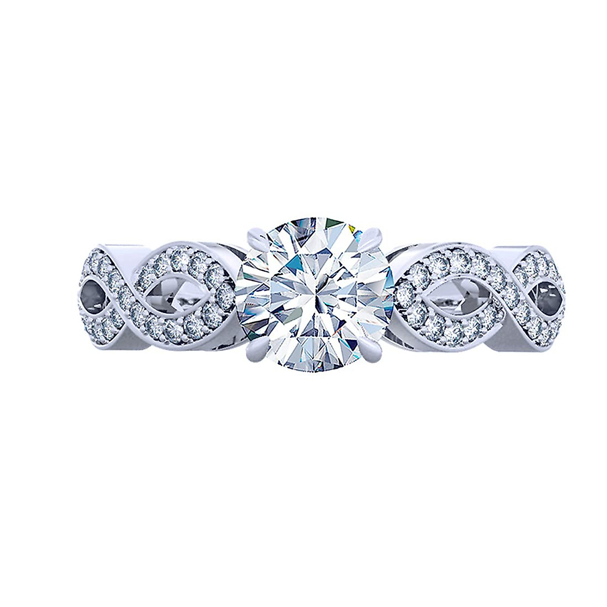 etneyjewels 0.70 TCW Round Cut Solitaire With Accents Bridal Engagement Ring For Women In 10KT Solid Gold In Prong Setting For Wedding Anniversary (Center 0.50 CT, Clarity I1-I2, Color HI,8)