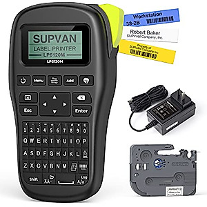 SUPVAN Label Maker Machine LP5120M Thermal Label Printer with Keyboard Multiple Template Available Laminated Label for Organization Work Office Black
