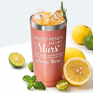 Good Friends Are Like Stars, Christmas Gifts for Women Friends, Female Friend, Girlfriend, Mom, Sisters, Sometimes She is Alone, This is Her Reminder, Cute Mug Tumbler Cup 20 oz with A Keychain