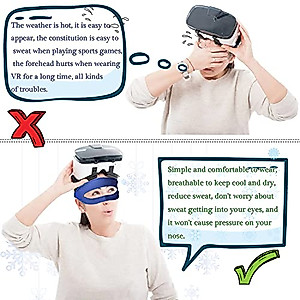 2Pcs VR Eye Mask Cover, Adjustable VR Face Mask Head Strap Sweatband with Elasticity, Breathable VR Masks Sweat Band for Oculus Sweat Quest 2