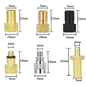 Rpuomtz 11 PCS Brass Presta and Schrader Valve Adapter, Bike Tire Valve Adapters, Pump Ball Needle Nozzle Inflator Kit for Gym Balloon Toy Pump