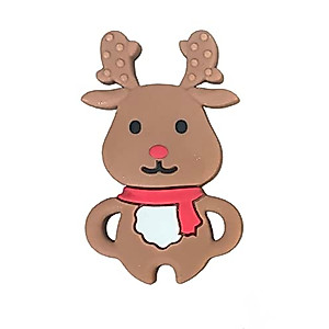 Christmas, Holiday Soft Silicone Teethers for Baby, BPA Free and Food Grade - Christmas Tree, Star, Santa, Rudolph, Reindeer, Teether Toy (Reindeer w/Scarf)