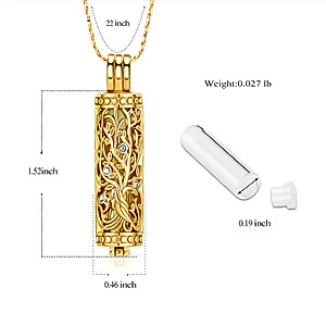 Imrsanl Cremation Jewelry Urn Necklace for Ashes Pendant with Hollow Glass Vial Cylinder Cremation Keepsake Memorial Lockets Ashes Holder for Women Men Pet (Tree of Life-Gold)