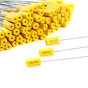 STYLIGHT - 100 Cable Seals, Wire Truck Seals, Metal Seals, Shipping Seals, Anti-Tamper Steel Seals, Pull Tight High Security Seals, Truck Seals, Trailer Seals (100, Yellow)