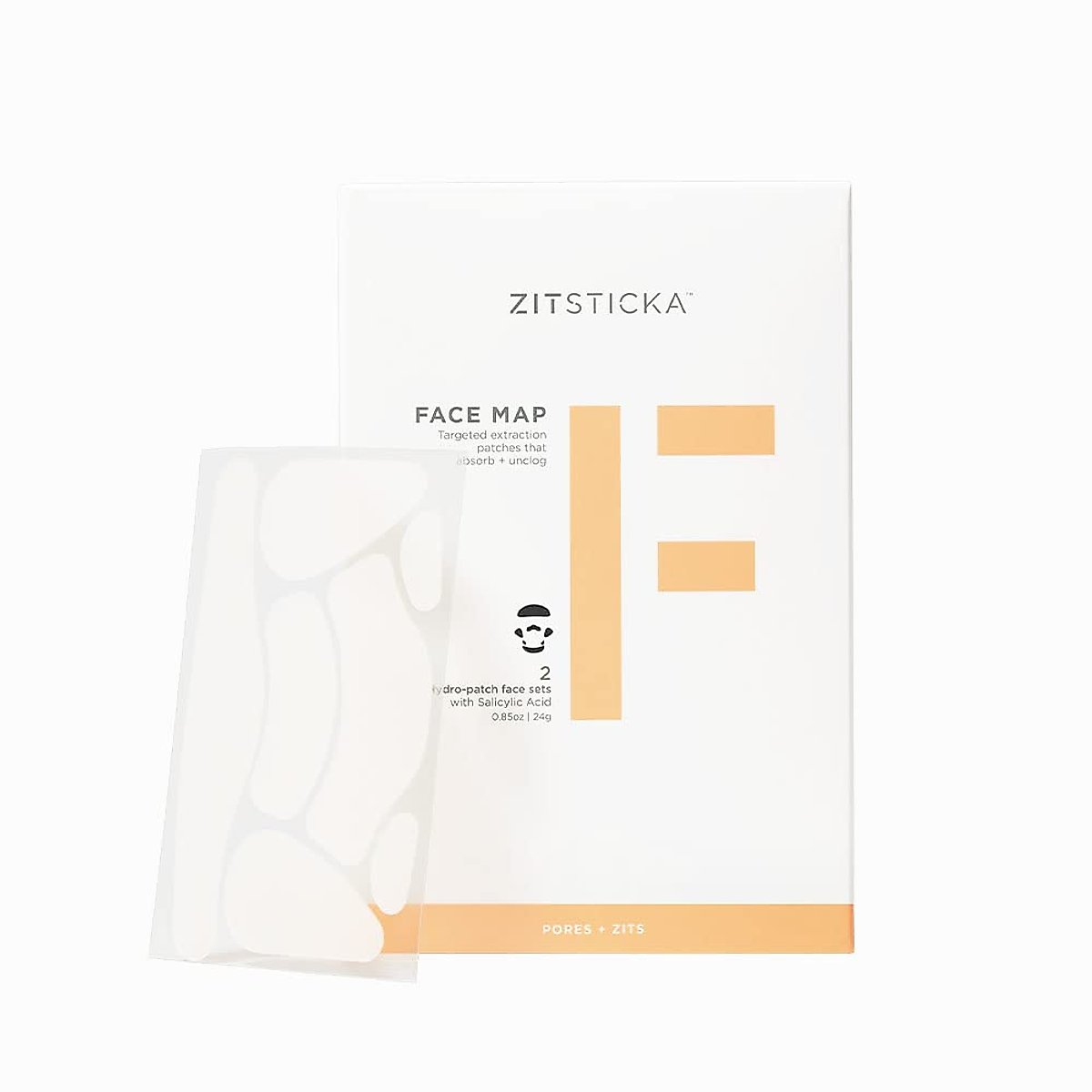 ZitSticka Hydrocolloid Surface Area Pimple Patches for Face - 2 Pack FACE MAP for Large Zit T-Zone Coverage - Absorbs Oil, Unclogs Pores, & Targets Clusters - Zit Patch and Sticker