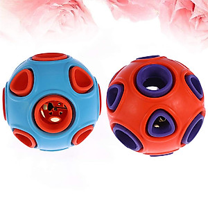 Totority Dog Bell Ball Sound Toys,2Pcs Pet Bell Sound Interaction Ball Dog Chew Toy Bite-Resistance Strong Tooth Cleaning Molar Toy