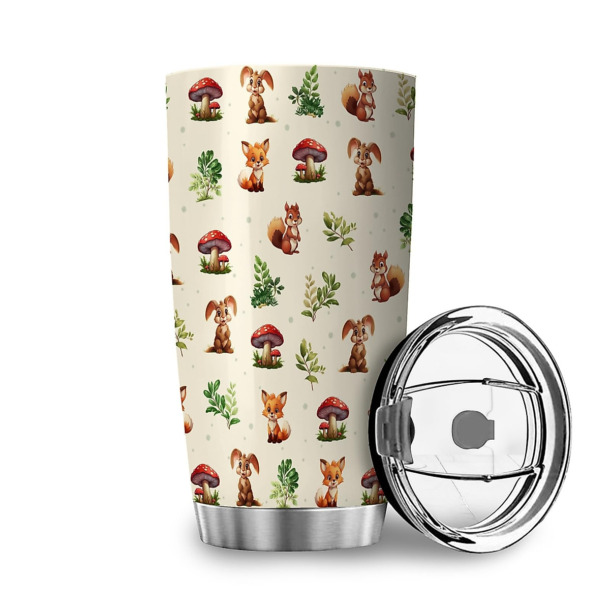 Forest Animal Fox Squirrel Rabbit Insulated Travel Tumblers,Stainless Steel Vacuum Insulated Tumblers,20oz Tumbler with Lid,Travel Coffee Mug for Home Office Outdoor Ice Drinks and Hot Beverage